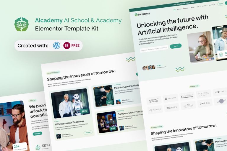 Aicademy – AI School & Academy Elementor Template Kit - GPLVilla