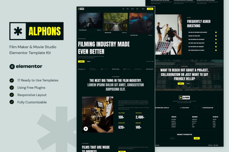 Alphons - Film Maker & Movie Studio Elementor Template Kit - GPLVilla