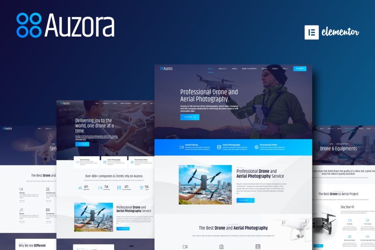 Auzora - Drone Aerial Photography Elementor Template Kit - GPLVilla