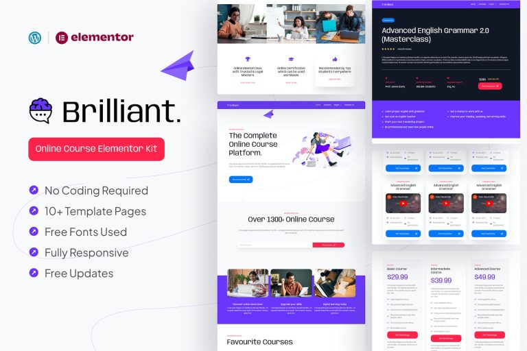Brilliant - Online Course Elementor Pro Template Kit - GPLVilla