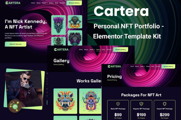 Cartera - Personal NFT Portfolio Elementor Template Kit - GPLVilla