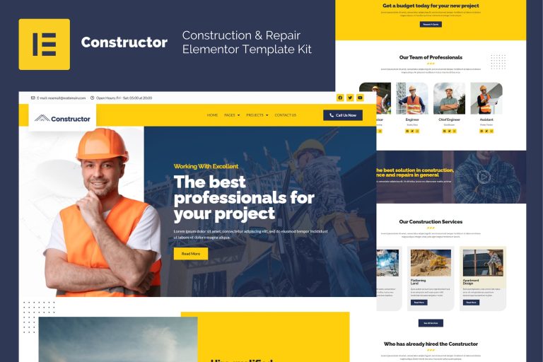 Constructor - Construction & Repair Elementor Template Kit - GPLVilla