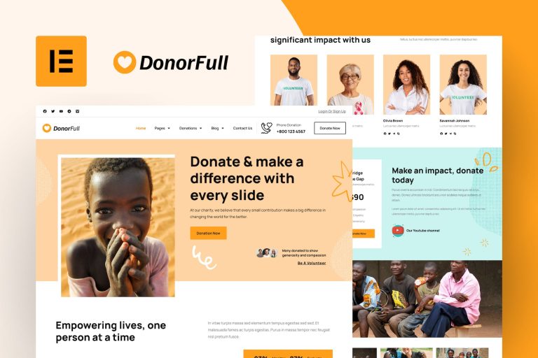 DonorFull - Charity & Donation Elementor Template Kit - GPLVilla