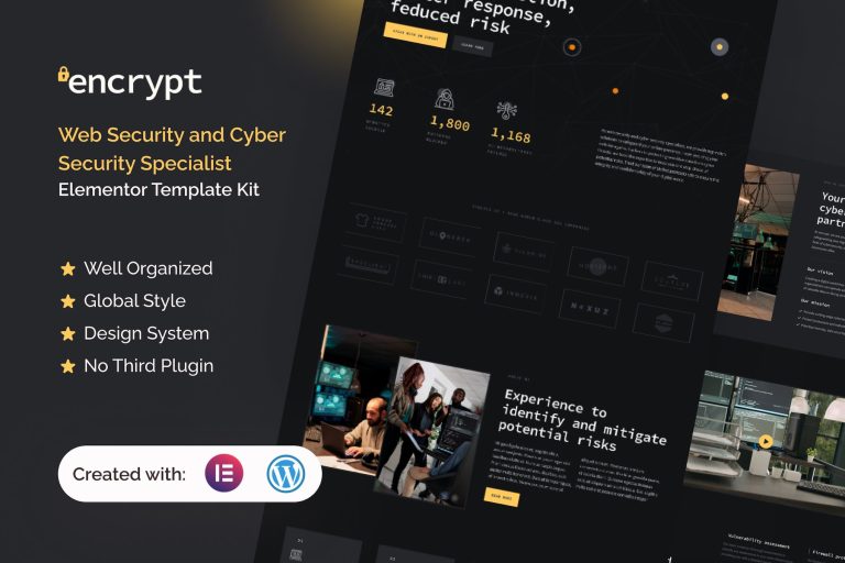 Encrypt - Cyber Security Specialist Elementor Pro Template Kit - GPLVilla