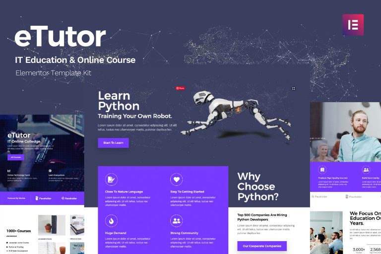 eTutor - Education & Online Course Elementor Pro Template Kit - GPLVilla