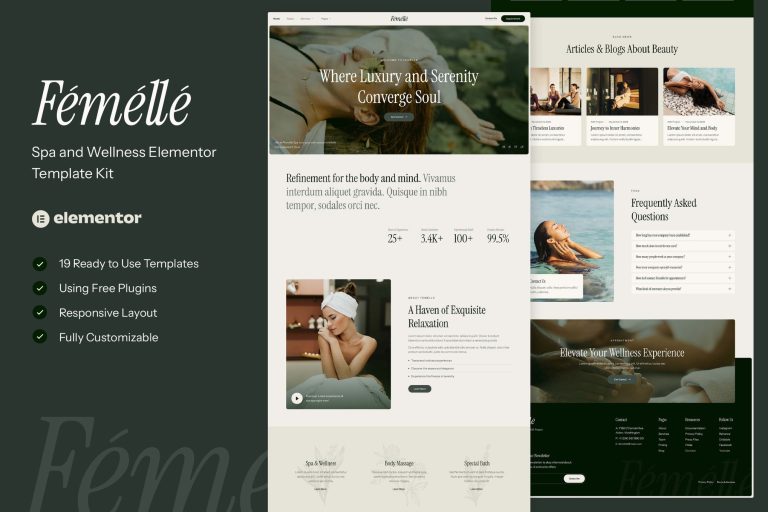 Femelle – Spa & Wellness Elementor Template Kit - GPLVilla