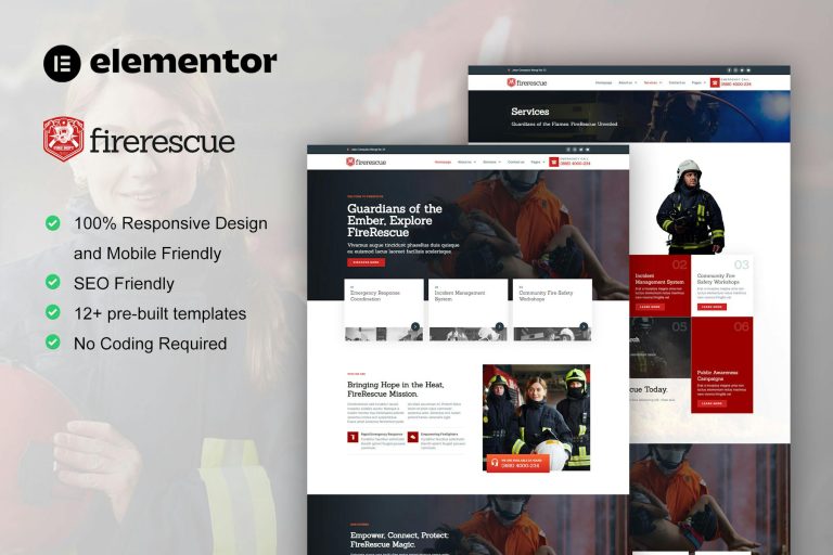 FireRescue - FireFighter & Fire Department Elementor Template Kit ...