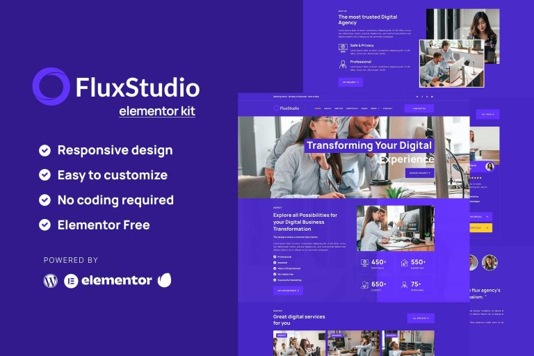 Flux - Digital Agency Elementor Template Kit - GPLVilla