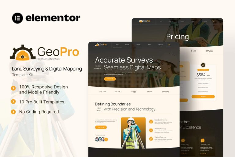 Geopro - Land Surveying & Digital Mapping Elementor Template Kit - GPLVilla