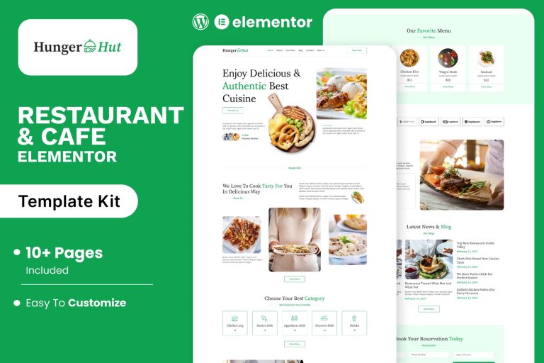 HungerHut – Restaurant & Cafe Elementor Template Kit - GPLVilla
