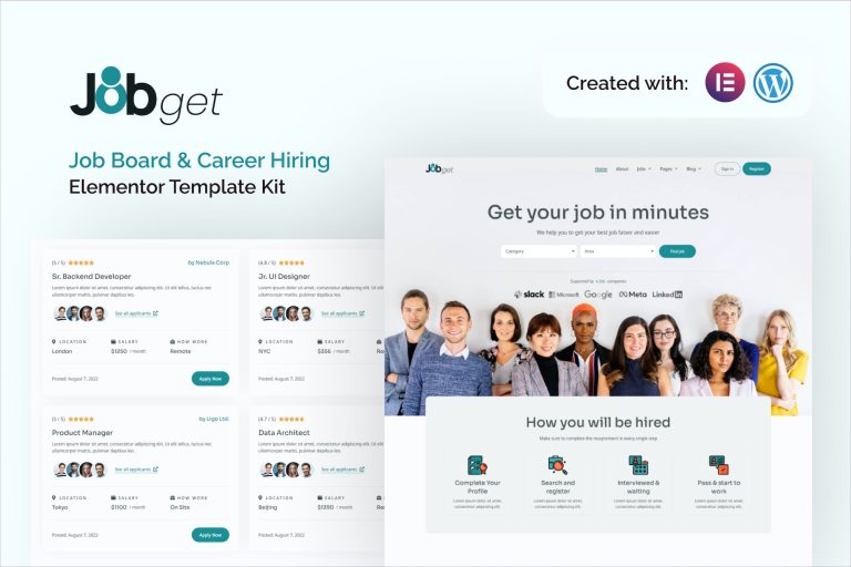 Jobget - Job Board & Career Hiring Elementor Template Kit - GPLVilla