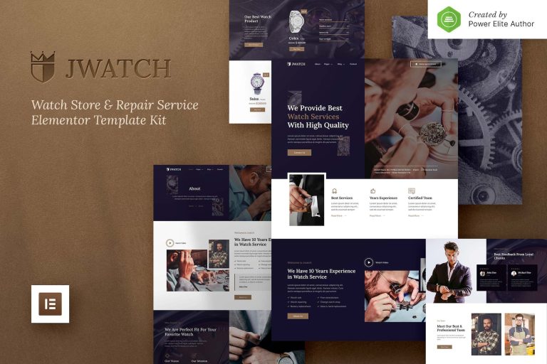 JWatch - Watch Store & Repair Service Elementor Template Kit - GPLVilla