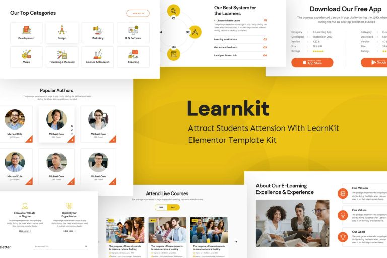 LearnKit - e-Learning Elementor Template Kit - GPLVilla