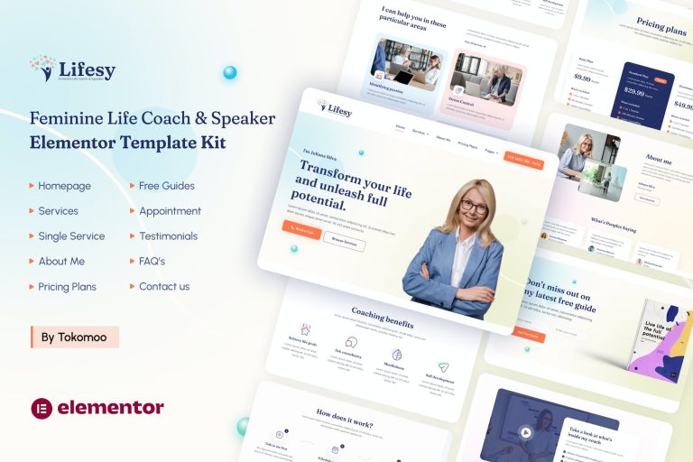 Lifesy - Feminine Life Coach & Speaker Elementor Template Kit - GPLVilla
