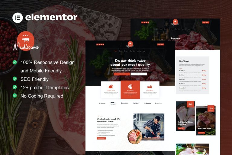 Meatlicious - Meat Shop & Butcher Elementor Template Kit - GPLVilla