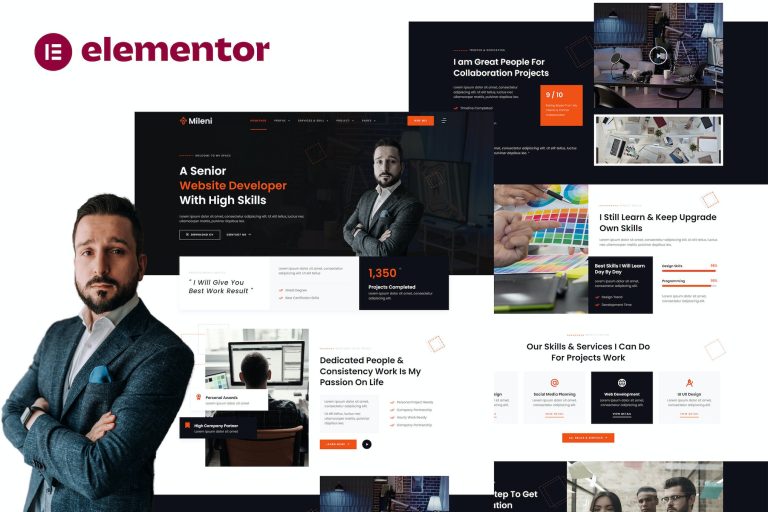 Mileni - Personal Freelancer & Portfolio Showcase Elementor Pro Template Kit - GPLVilla