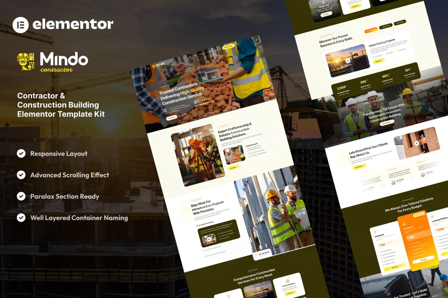 Mindo – Contractor & Construction Building Elementor Template Kit - GPLVilla