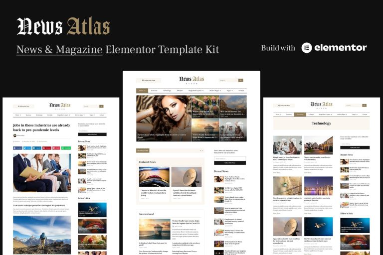 NewsAtlas - News & Magazine Elementor Template Kit - GPLVilla