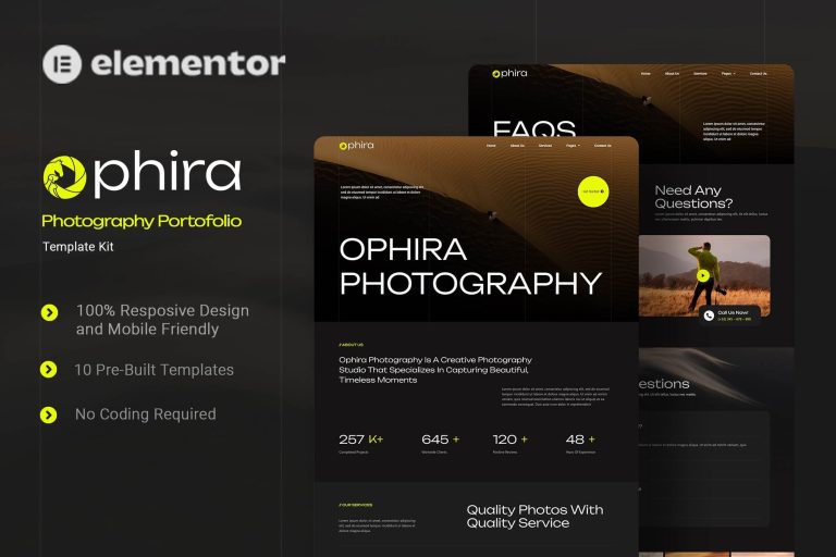 Ophira – Photography Portfolio Elementor Template Kit - GPLVilla