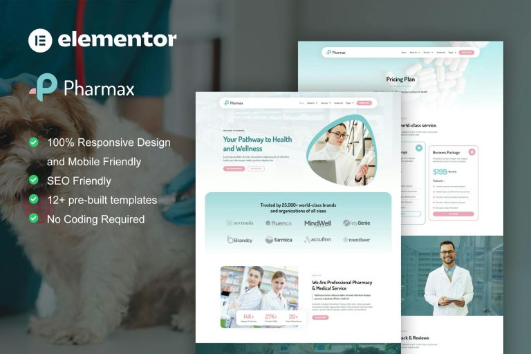 Pharmax - Pharmacy & Medical Elementor Pro Template Kit - GPLVilla