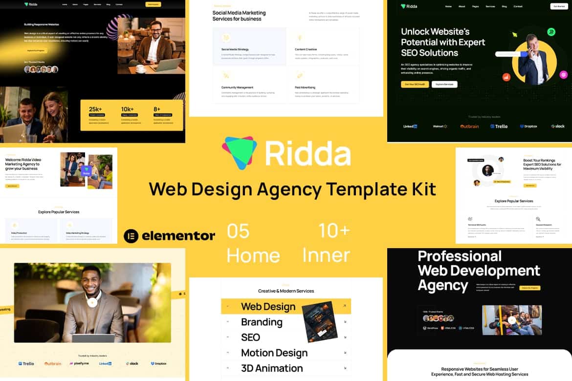 Ridda – Web Design Agency Template Kit - GPLVilla