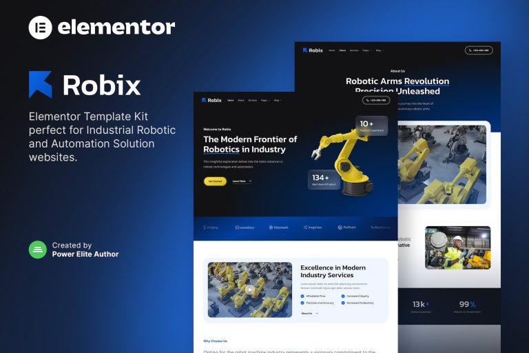 Robix - Industrial Robotic & Automation Solution Elementor Template Kit ...