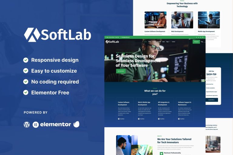 SoftLab – Technology & Software SaaS Elementor Pro Template Kit - GPLVilla