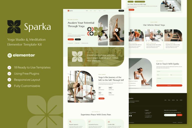 Sparka - Yoga Studio & Meditation Elementor Template Kit - GPLVilla