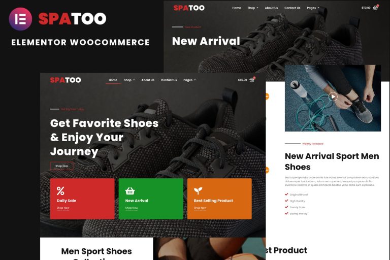 Spatoo - Modern Shoes eCommerce Elementor Template Kit - GPLVilla