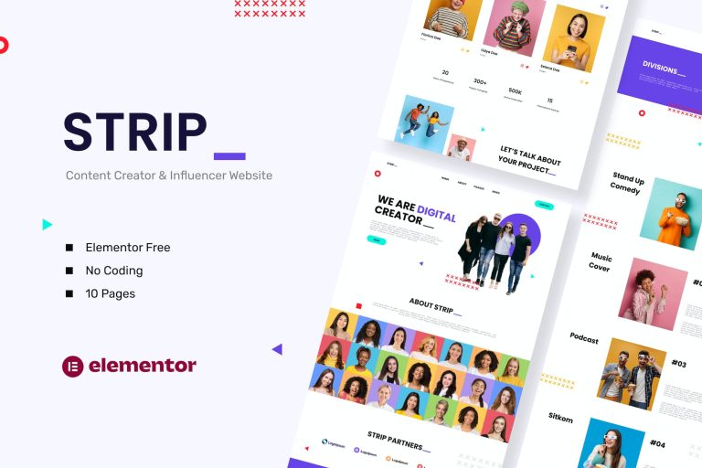 Strip - Content Creator & Influencer Elementor Template Kit - GPLVilla