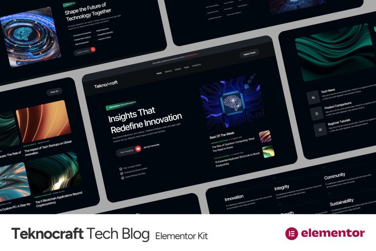 Teknocraft – Dark Theme Technology Blog Template Kit - GPLVilla
