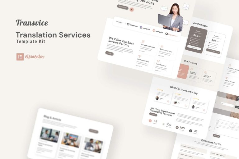 Transvice - Translation Website Elementor Template Kit - GPLVilla