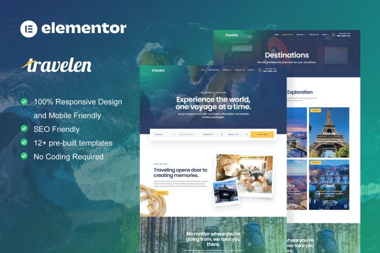 Travelen - Travel & Tour Agency Elementor Pro Template Kit - GPLVilla