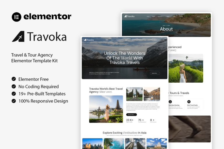 Travoka – Travel & Tour Agency Elementor Template Kit - GPLVilla