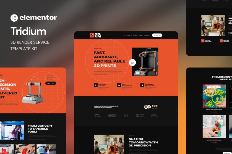Tridium – 3D Render Service Elementor Template Kit - GPLVilla