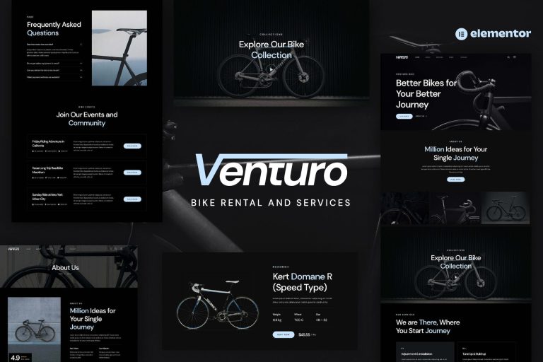 Venturo - Bike Rental and Services Elementor Template Kit - GPLVilla