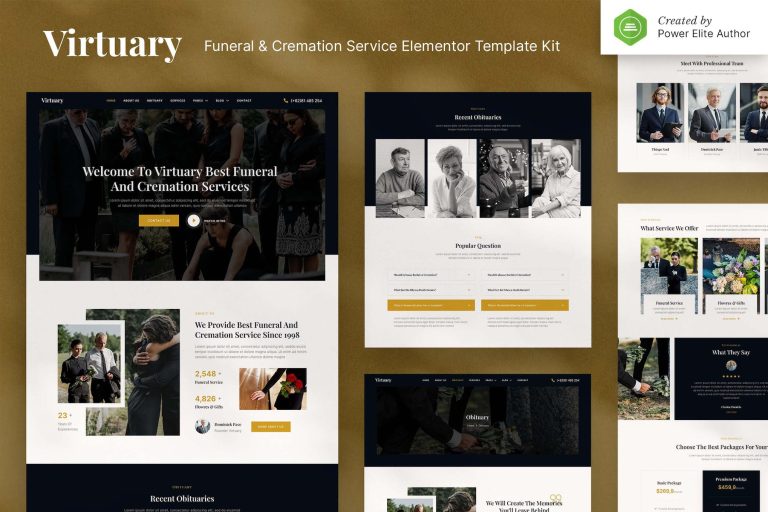 Virtuary - Funeral & Cremation Services Elementor Template Kit - GPLVilla
