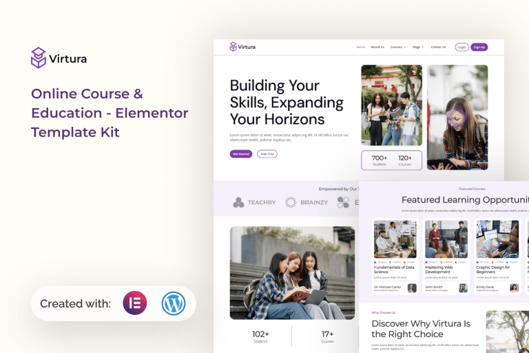 Virtura – Online Course & Education Elementor Template Kit - GPLVilla