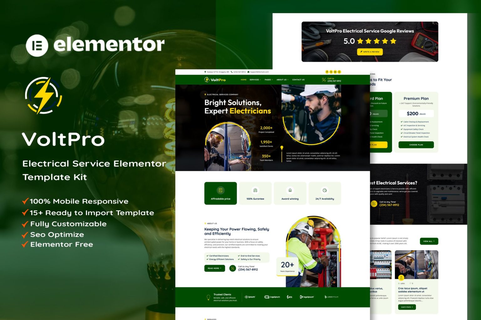 Voltpro – Electrical Services Elementor Template Kit - GPLVilla
