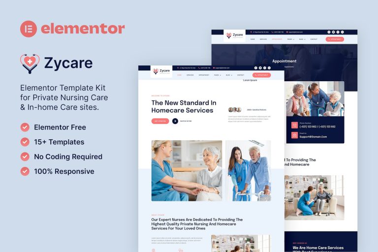 Zycare - In-home Care & Private Nursing Agency Elementor Template Kit ...